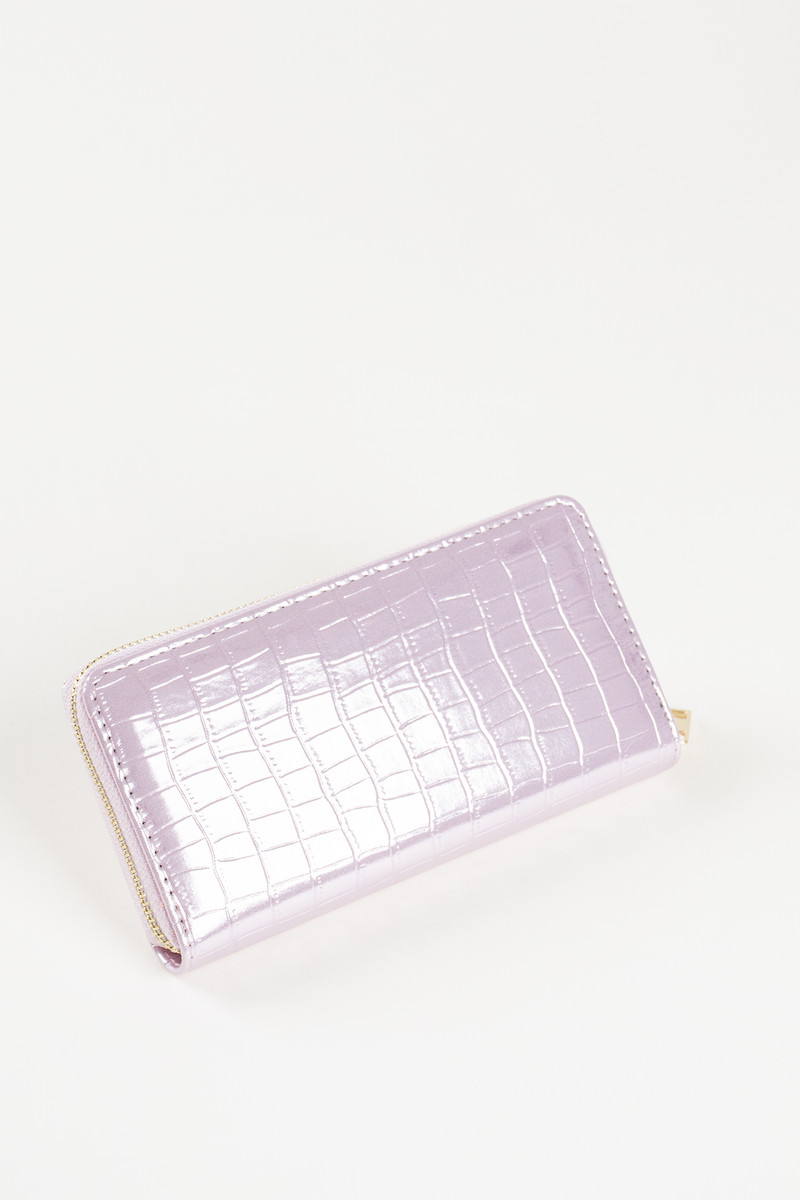 Rózsaszín Metálfényű Nagy Méretű Női Krokodil Mintás Pénztárca - NŐI ...