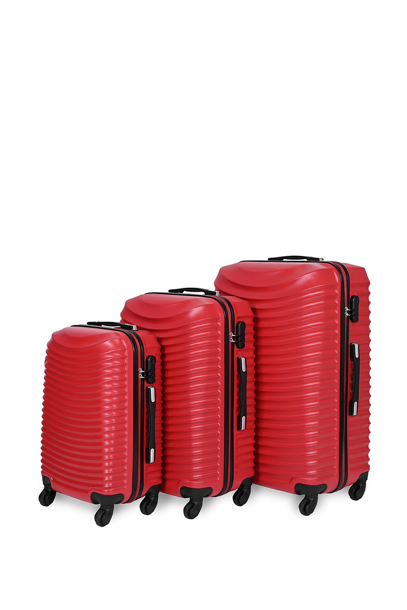 Ormi Piros Színű Kemény Falú Négykerekű Bőrönd Szett - Bőrönd Szettek ...
